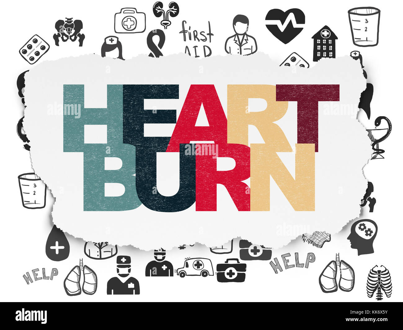 Health concept: Heartburn on Torn Paper background Stock Photo - Alamy