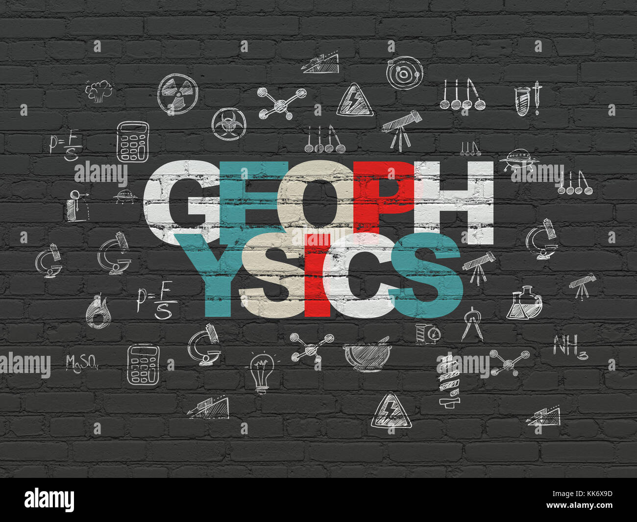 Science concept: Geophysics on wall background Stock Photo - Alamy