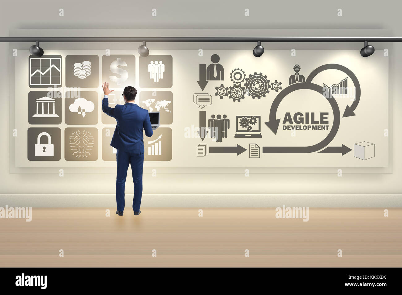 Businessman in agile software development concept Stock Photo - Alamy