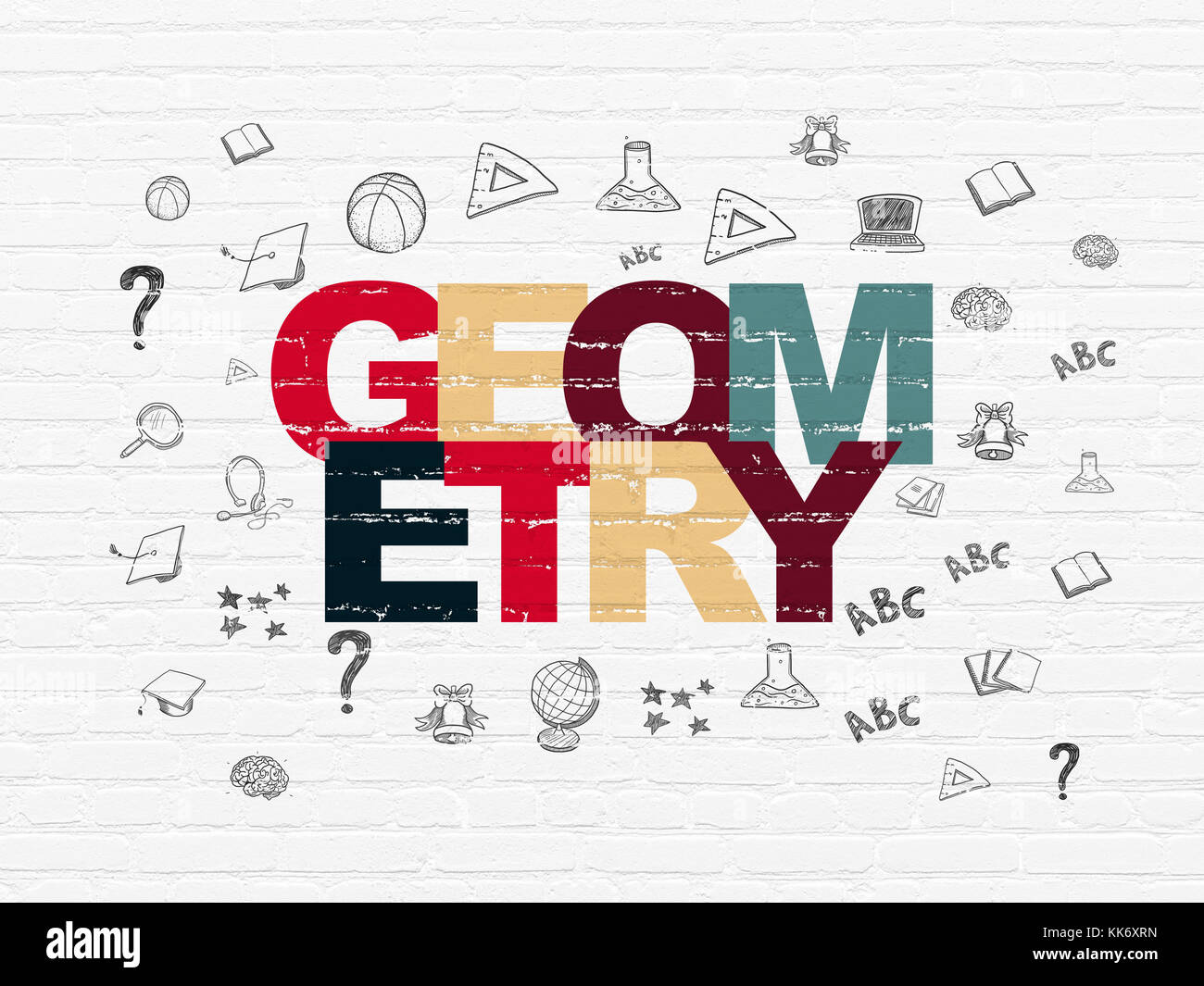 Studying concept: Geometry on wall background Stock Photo - Alamy