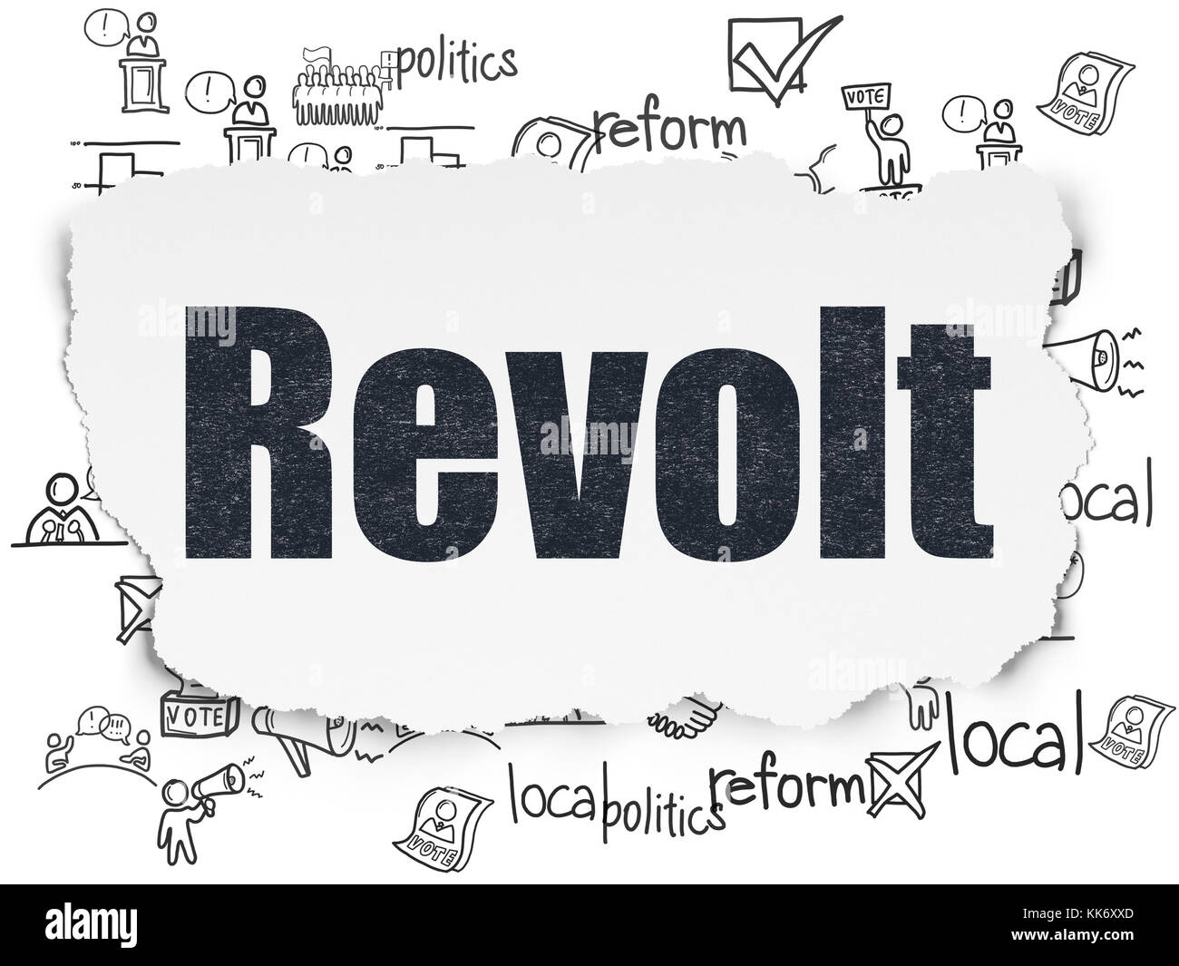 Political concept: Revolt on Torn Paper background Stock Photo - Alamy