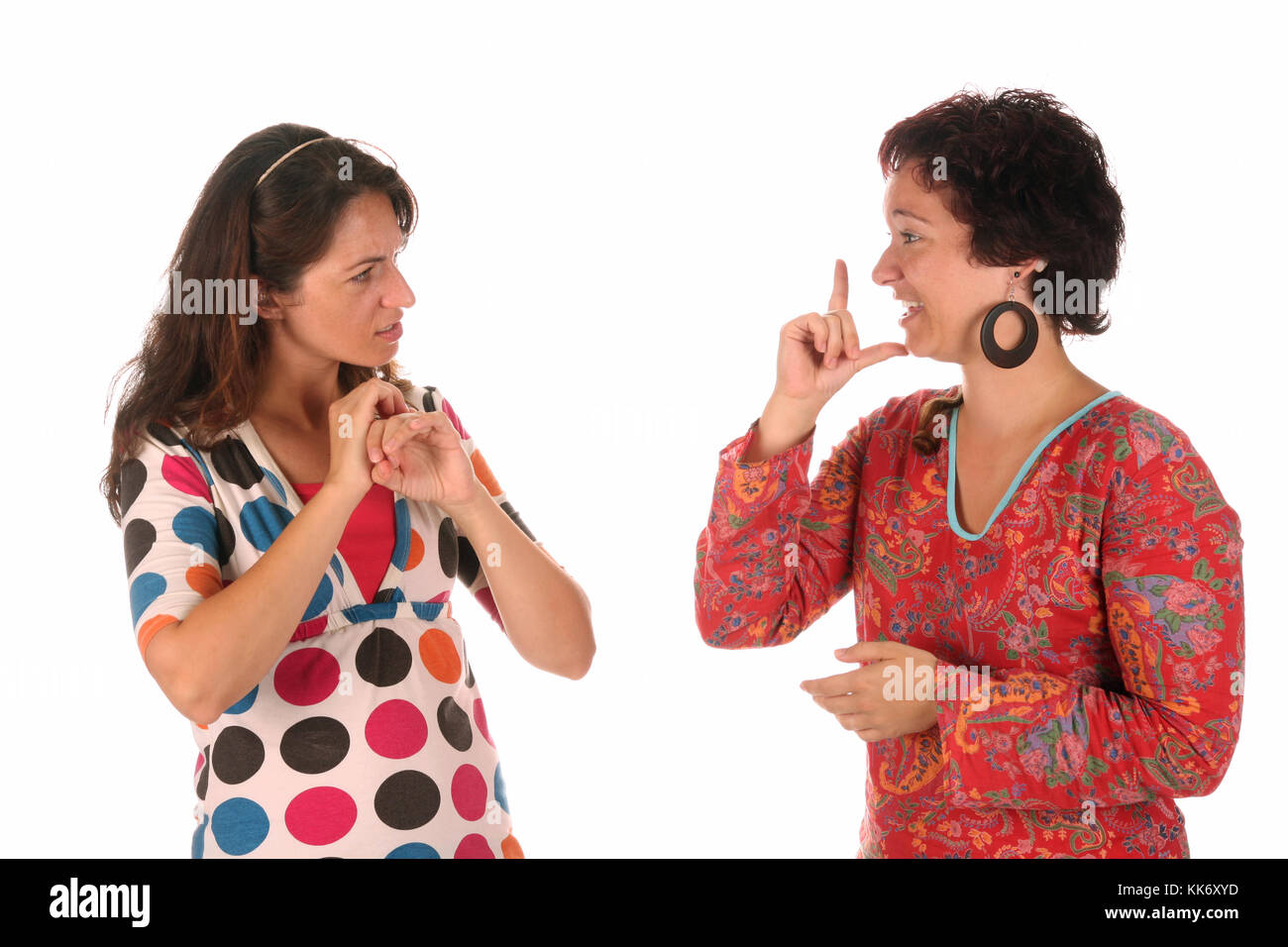 deaf persons hand demonstrating over a white background Stock Photo - Alamy