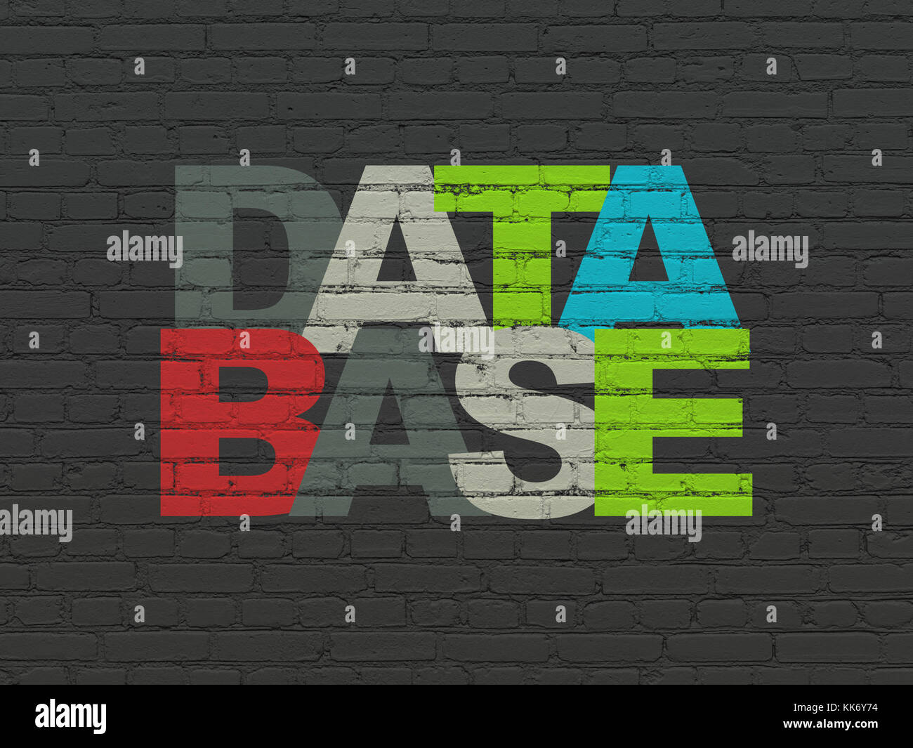 Programming concept: Database on wall background Stock Photo - Alamy