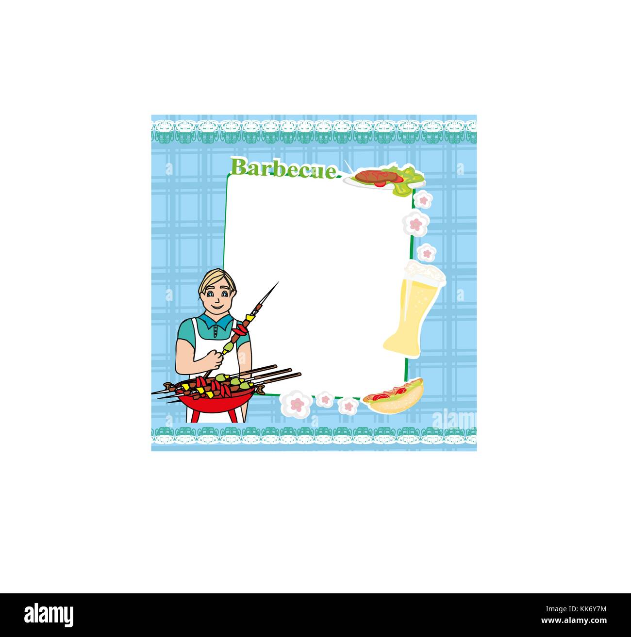 Man cooking on his barbecue - card Stock Vector Image & Art - Alamy