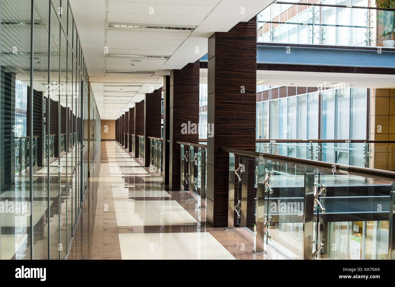 business center corridor interior glass Stock Photo - Alamy