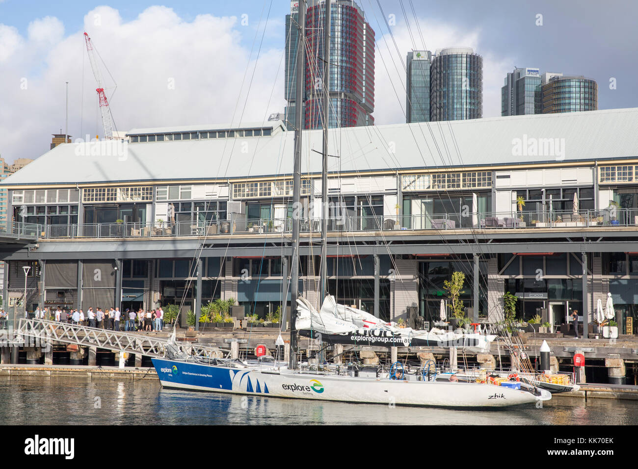 Jones Bay wharf in Pyrmont,Sydney,Australia with yacht in the marina ...