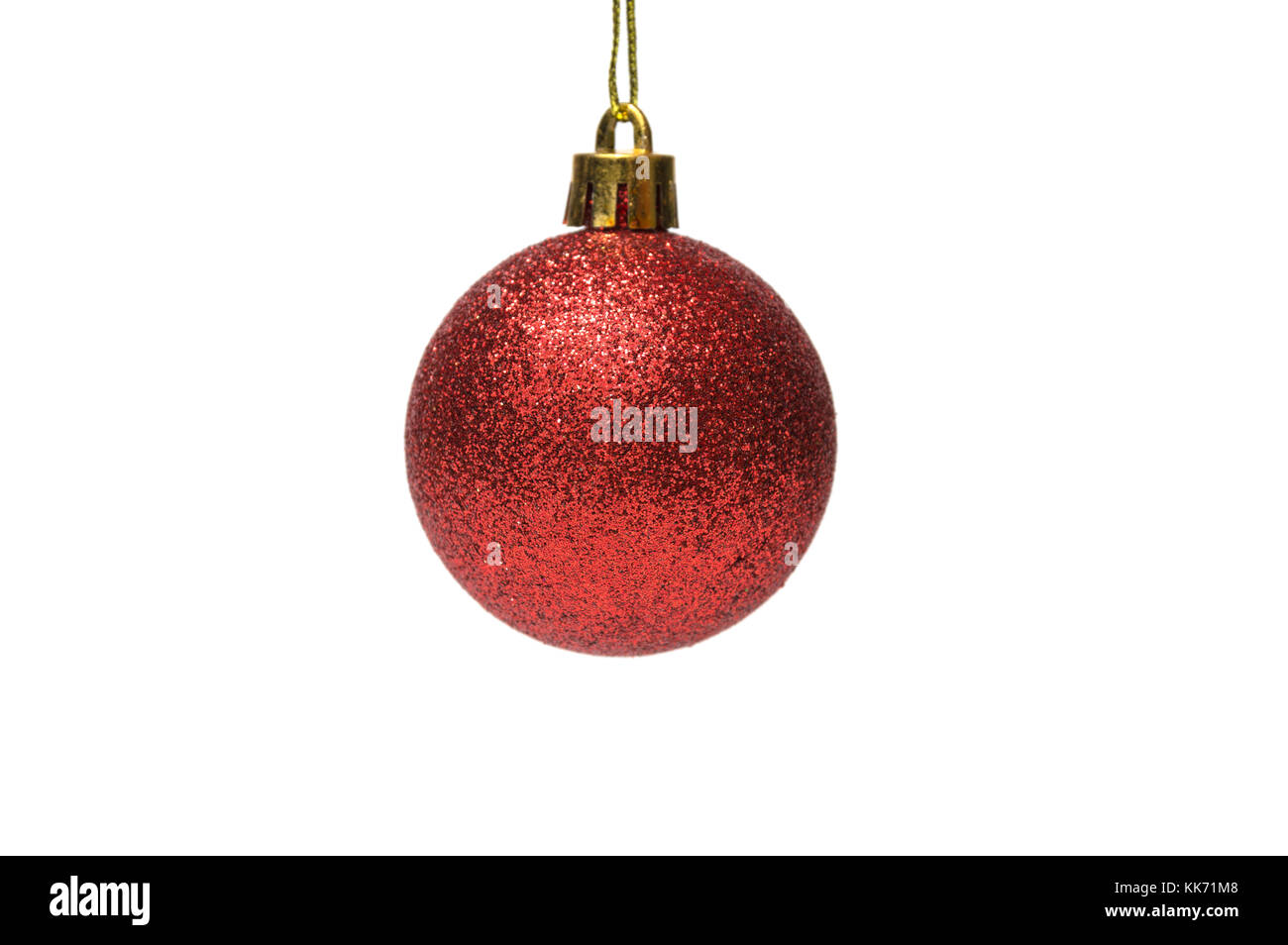 Red glitter christmas ball on white background Stock Photo - Alamy