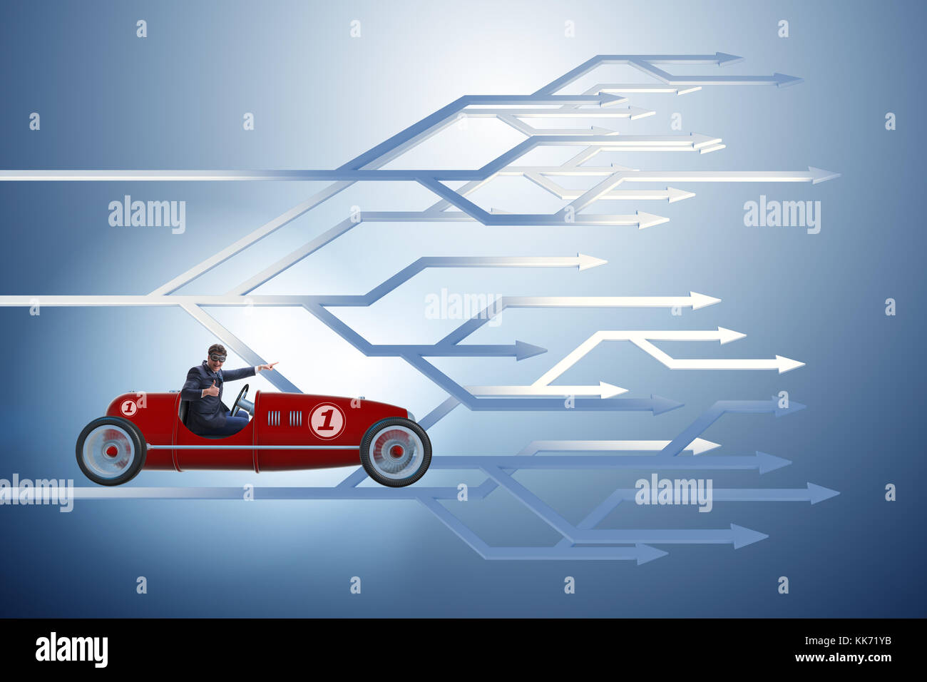 Businessman driving sports car choosing different career paths Stock ...
