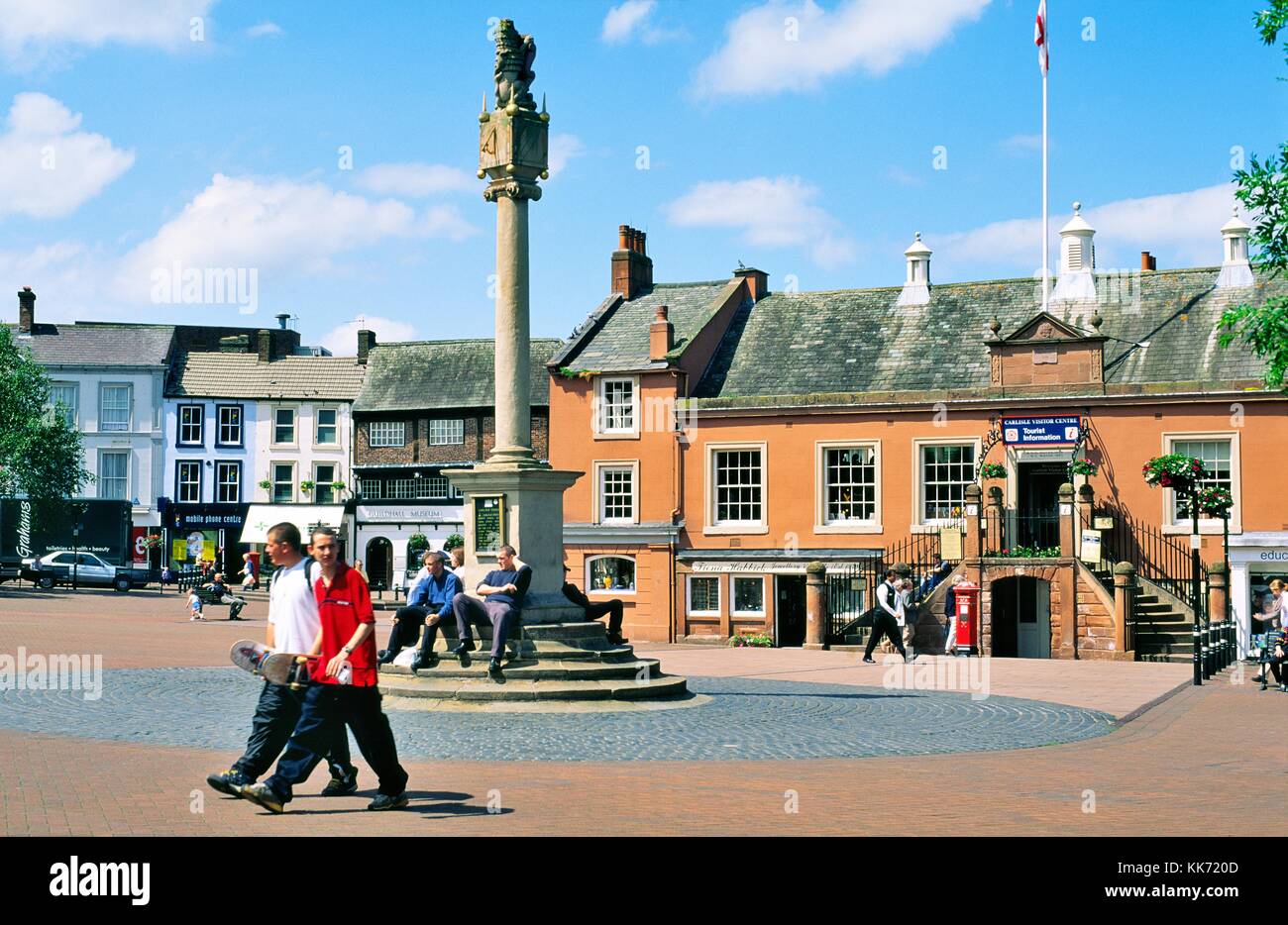 Carlisle market cross in front of the guildhall city centre, Cumbria ...