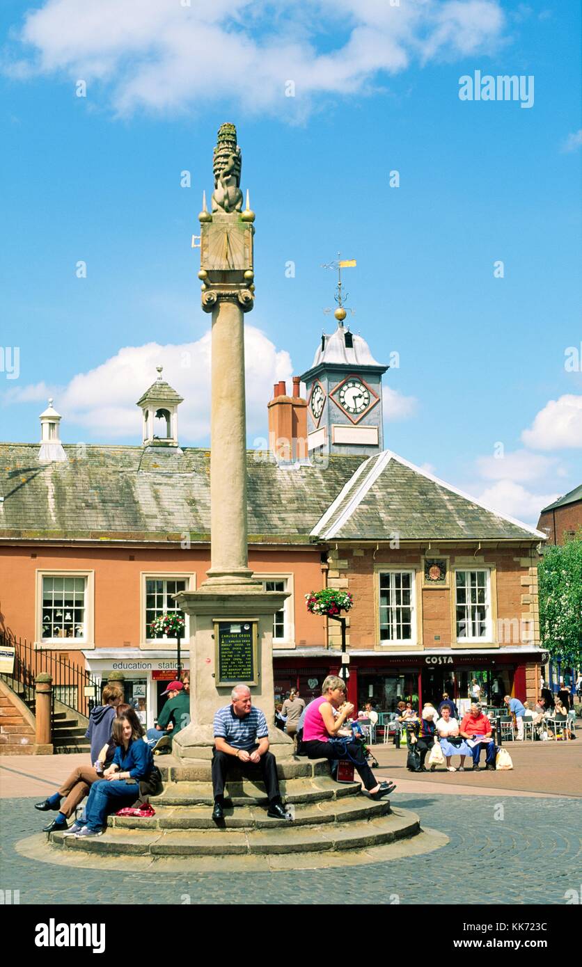Carlisle market cross in front of the guildhall city centre, Cumbria ...