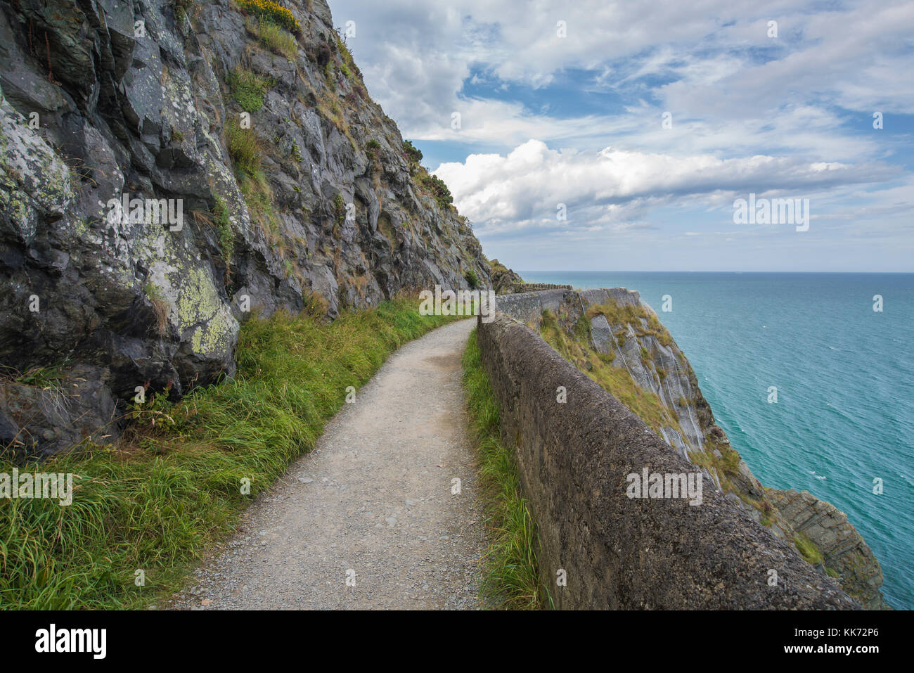 Stone rocks mountain path at Irish seacoast. Bray, Greystone Stock ...