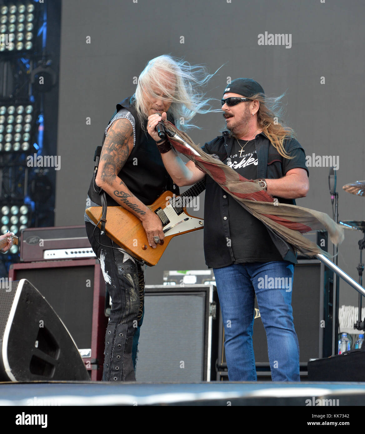 FORT LAUDERDALE, FL - APRIL 16: Rickey Medlocke, Johnny Van Zant of ...