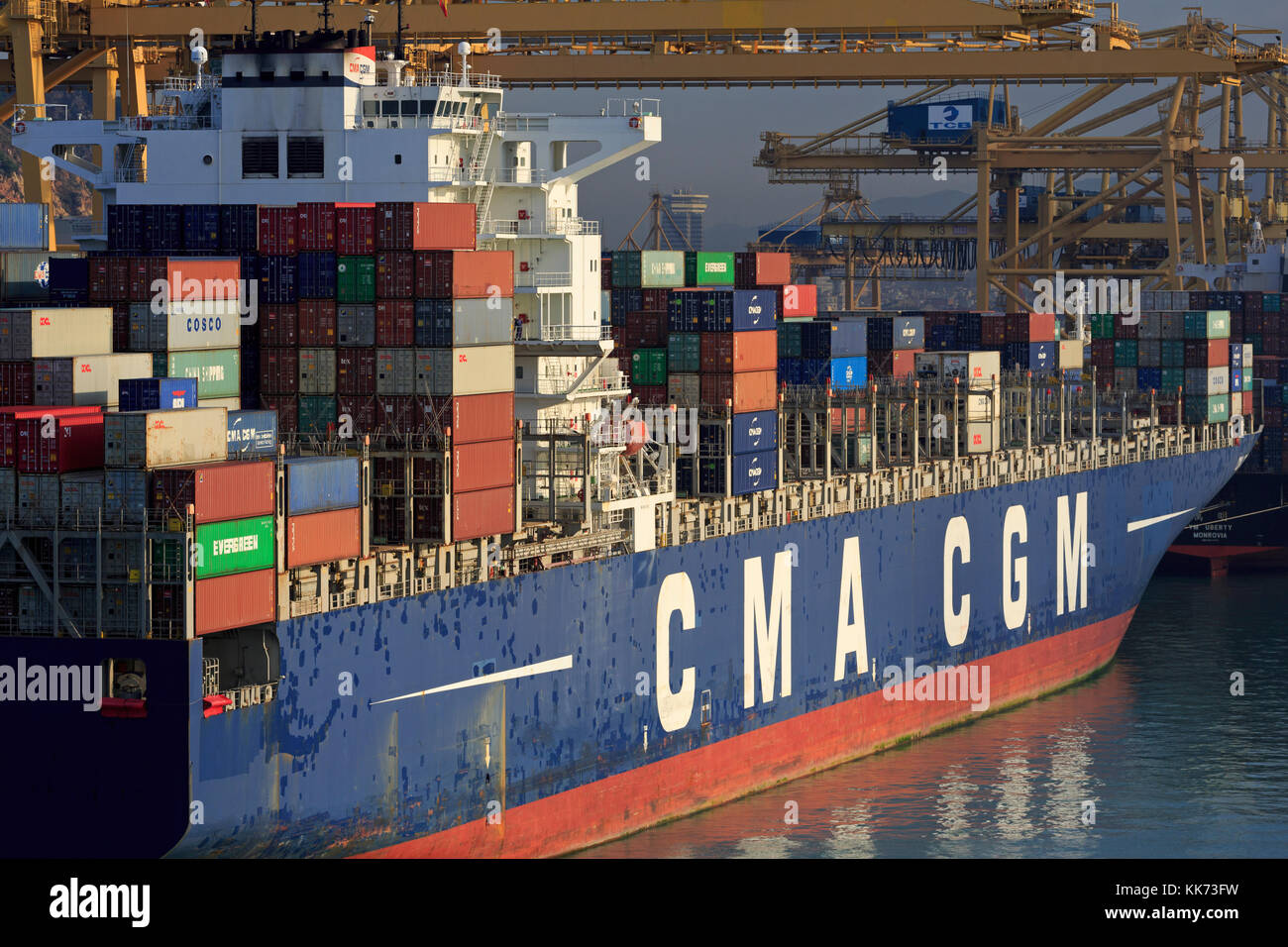 Container Ship, Port of Barcelona, Catalonia, Spain, Europe Stock Photo ...
