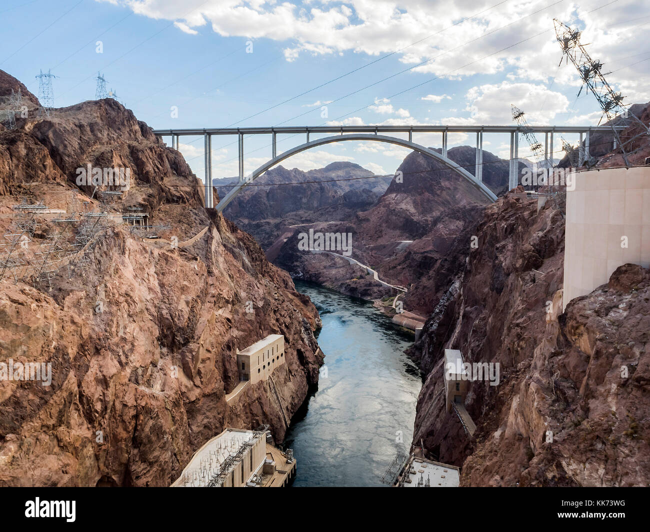 Hoover Dam bridge downstream - Arizona, AZ, USA Stock Photo - Alamy