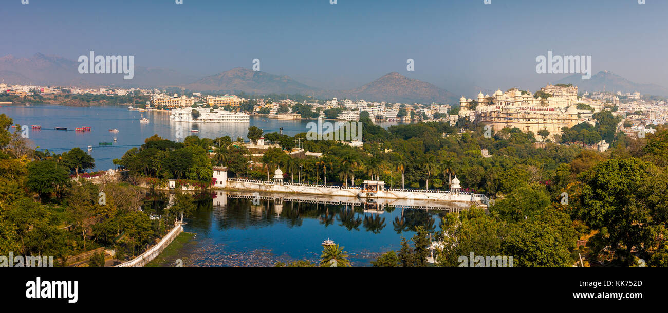 View of Udaipur from Machla Magra (Fish Hill). Lake Pichola, Udaipur ...