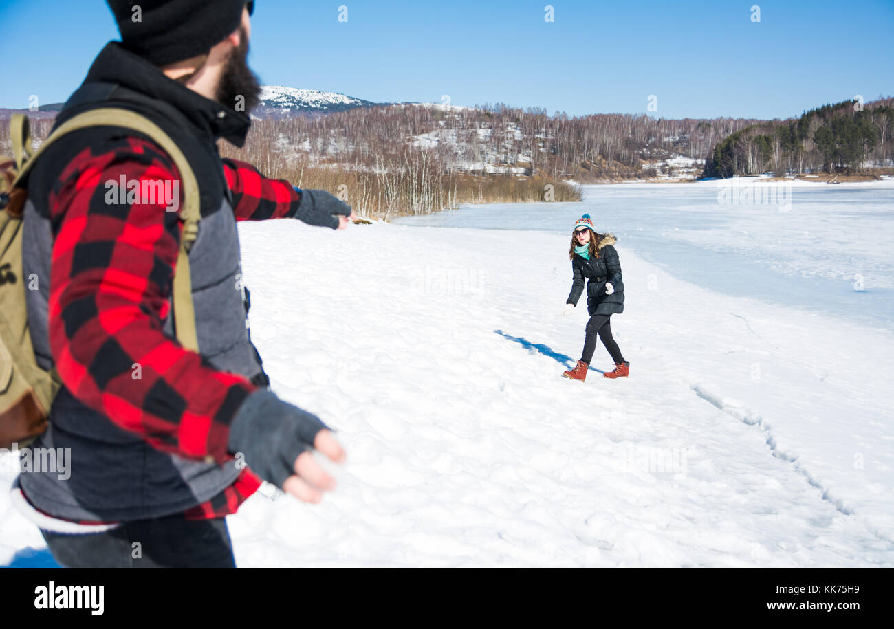 Man throwing a snowball hi-res stock photography and images - Alamy