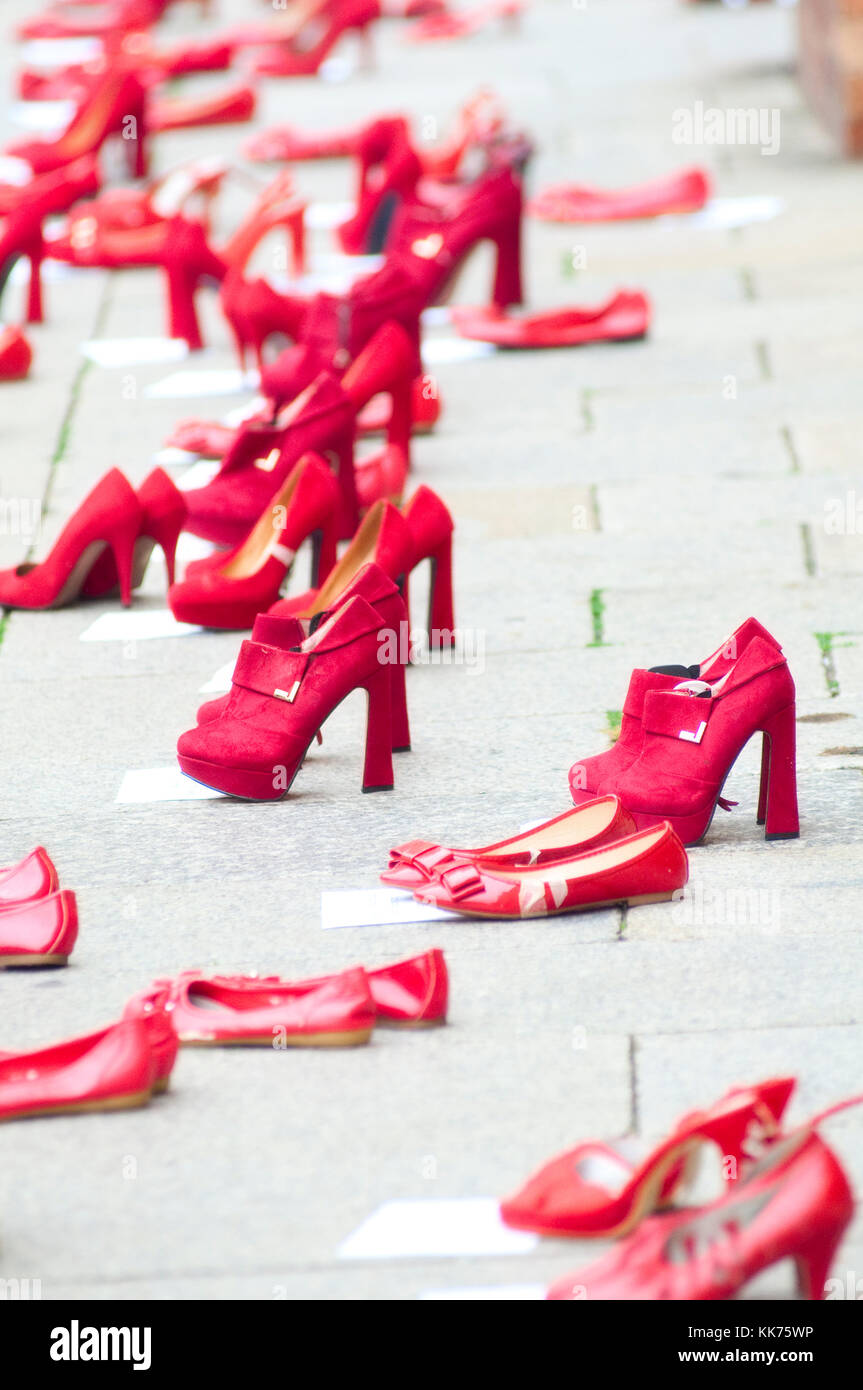 Italy, Lombardy, Exposed Red Shoes Along the Street Symbolized ...