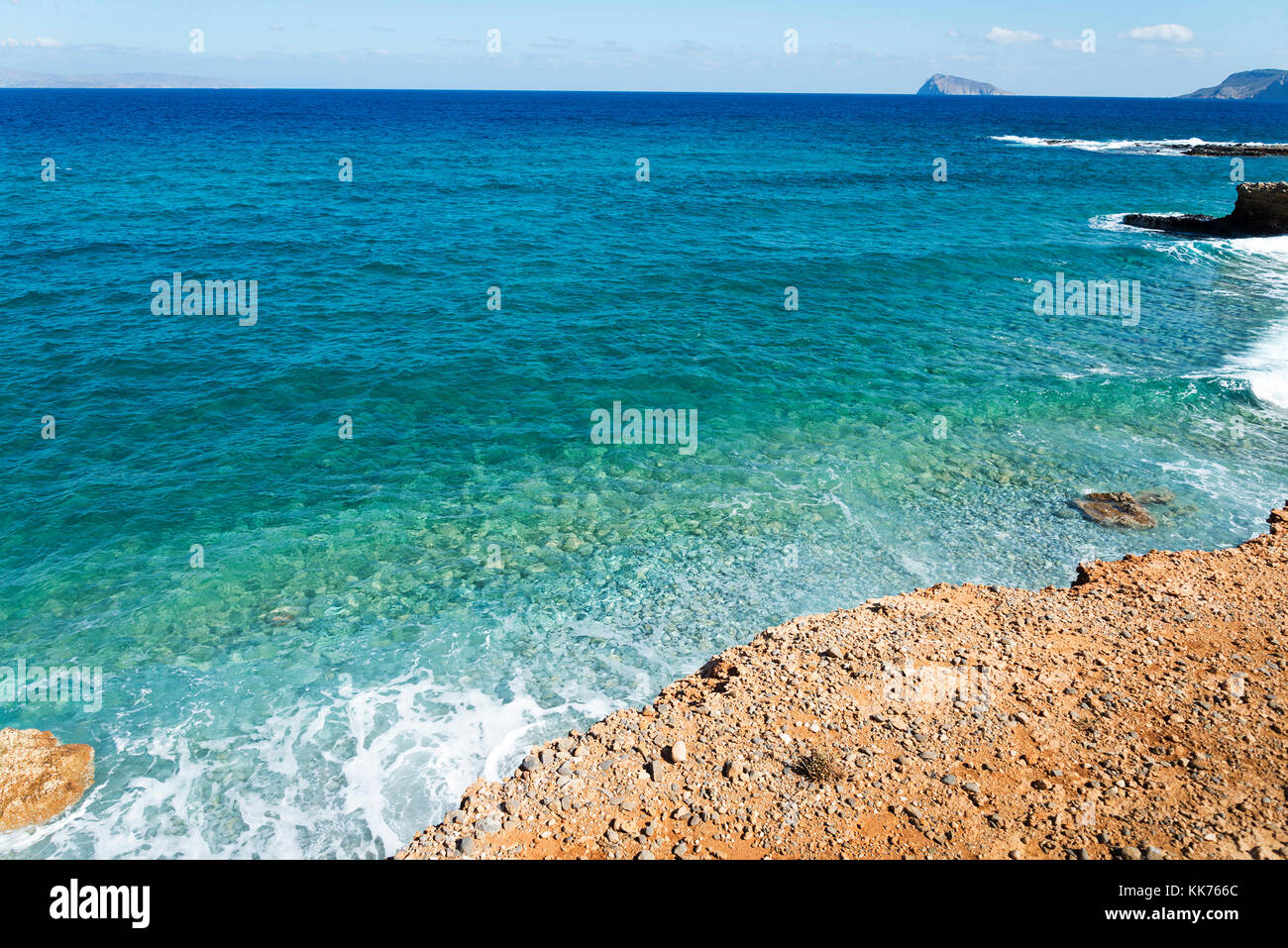 The cliff above the sea. The shoreline of the ocean on top of the ...