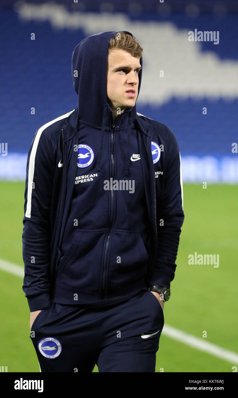 Brighton & Hove Albion's Solly March arrives for the Premier League ...