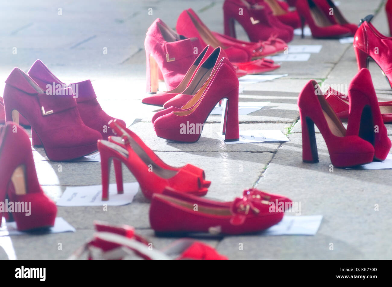 Italy, Lombardy, Exposed Red Shoes Along the Street Symbolized ...