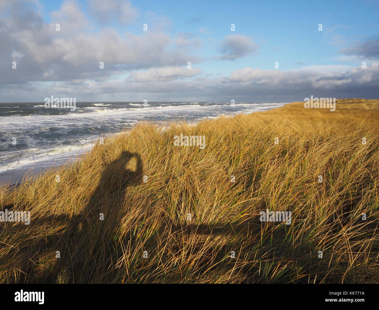 My shadow while taking a picture of the coastline of Hoernum in Sylt ...