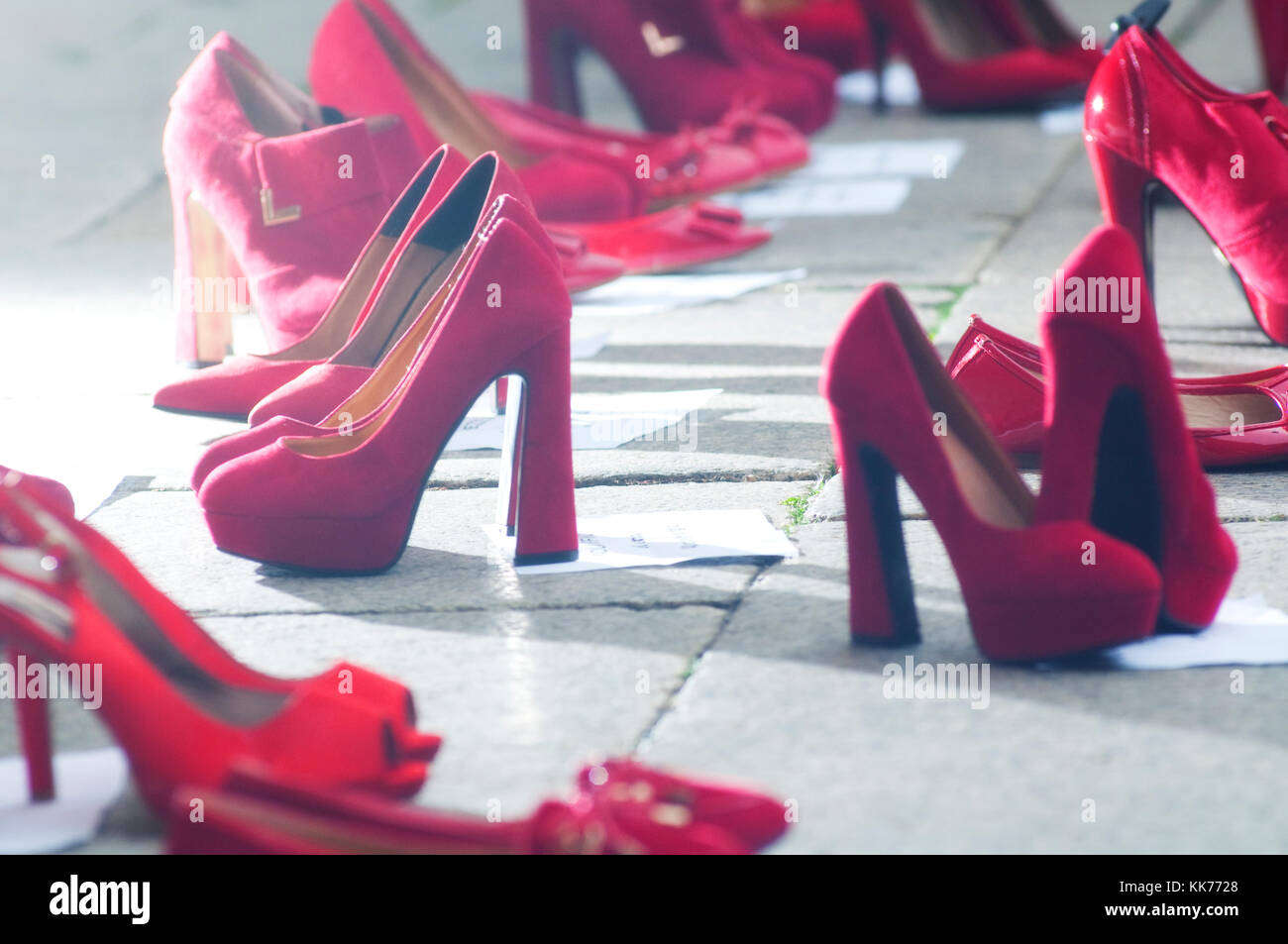Italy, Lombardy, Exposed Red Shoes Along the Street Symbolized ...