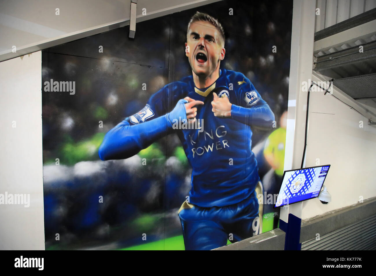 A graffiti of Leicester City's Jamie Vardy during the Premier League ...