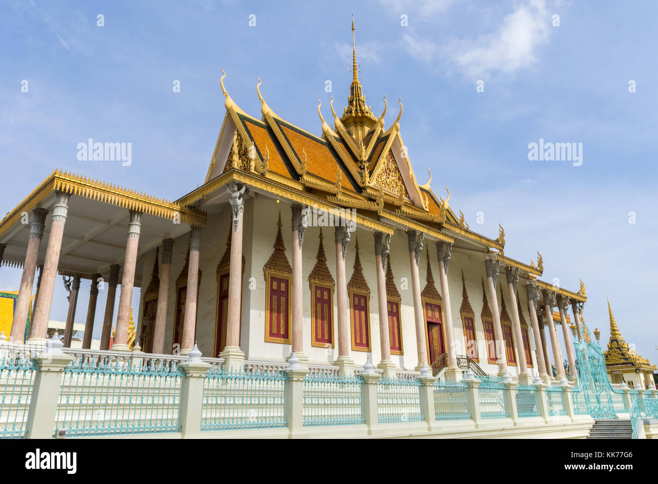 Side view of the Silver Pagoda in the Royal Palace complex in Phnom ...