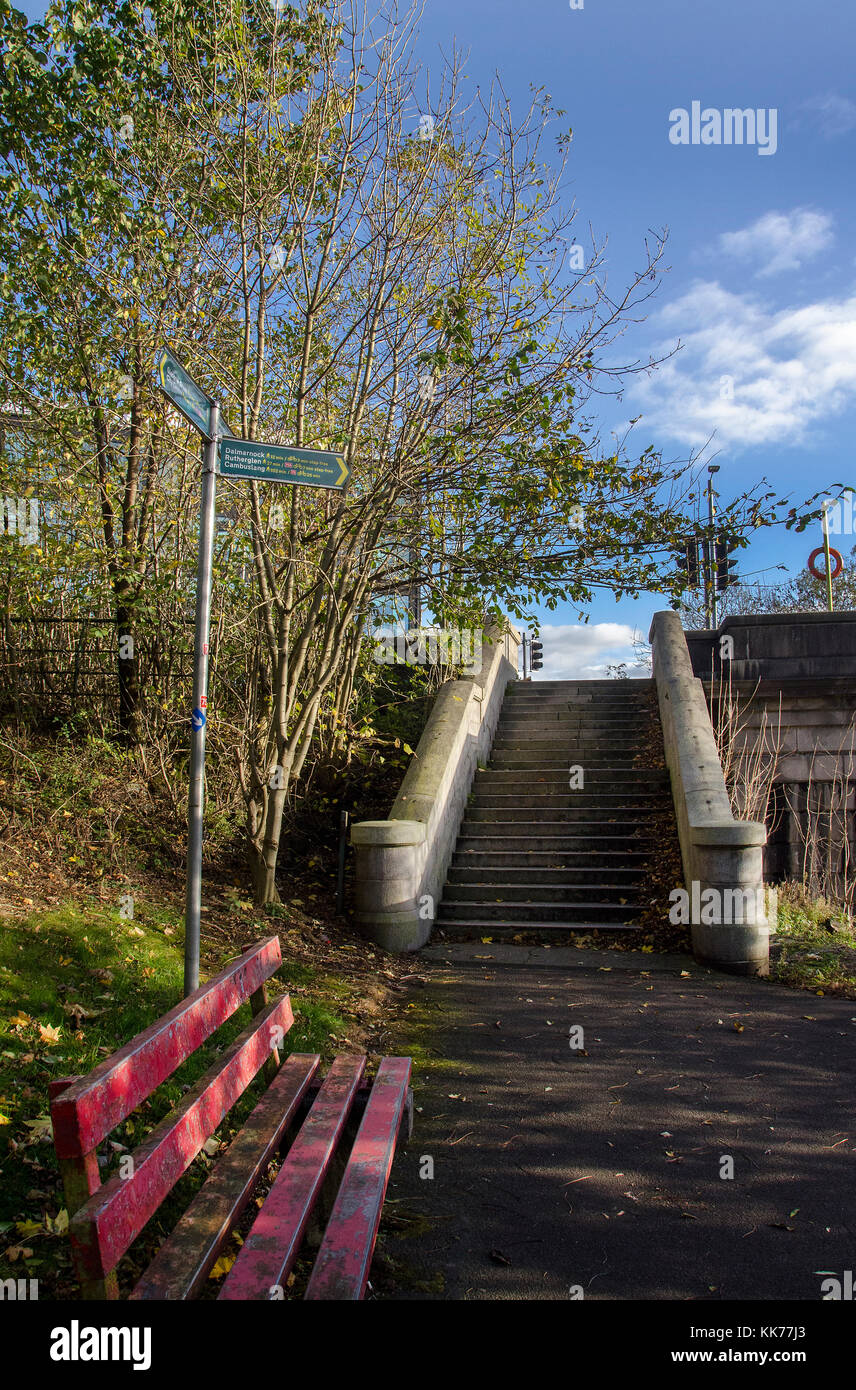 GLASGOW, SCOTLAND - OCTOBER 29 2017: Concrete stairs leading to the ...