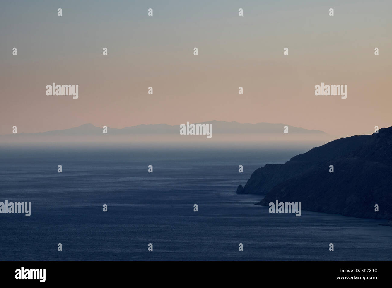 Ikaria, Greece, looking towards Mykonos across the Icarian sea, part of ...