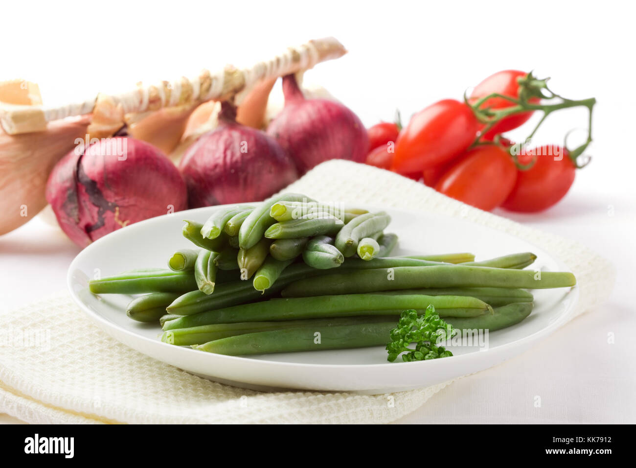 photo of french beans on white isolated background with different ...