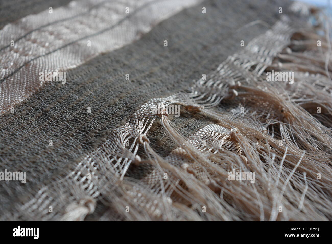 Silk and linen scarf, close-up, showing the texture of the fabric Stock ...