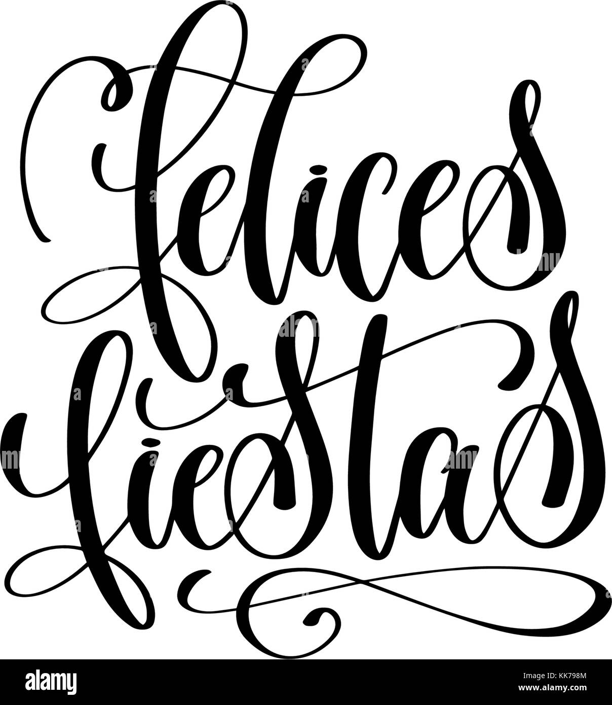 felices fiestas - happy holidays in spanish hand lettering Stock Vector ...
