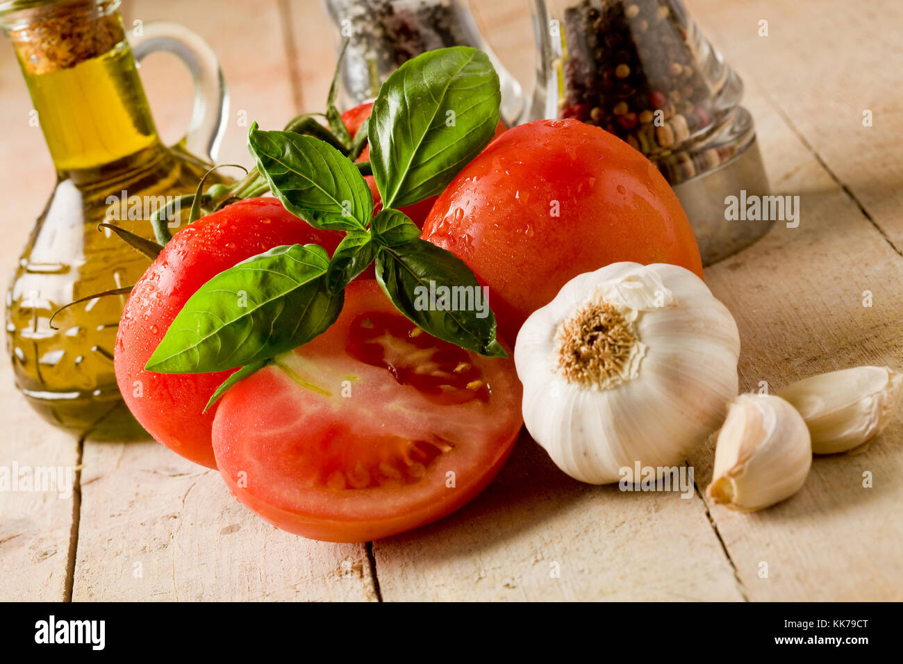 photo of italians most used ingredients for preparing food on wooden ...