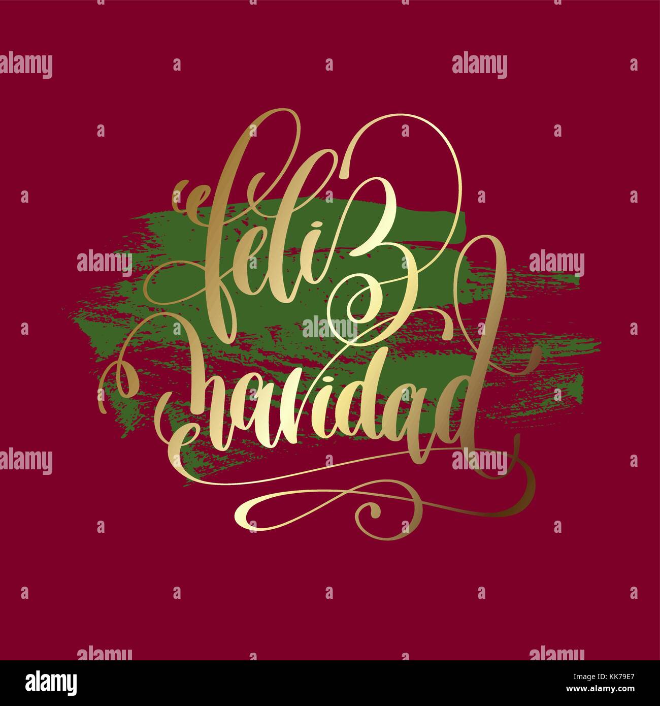 feliz navidad - merry christmas spanish gold hand lettering Stock ...