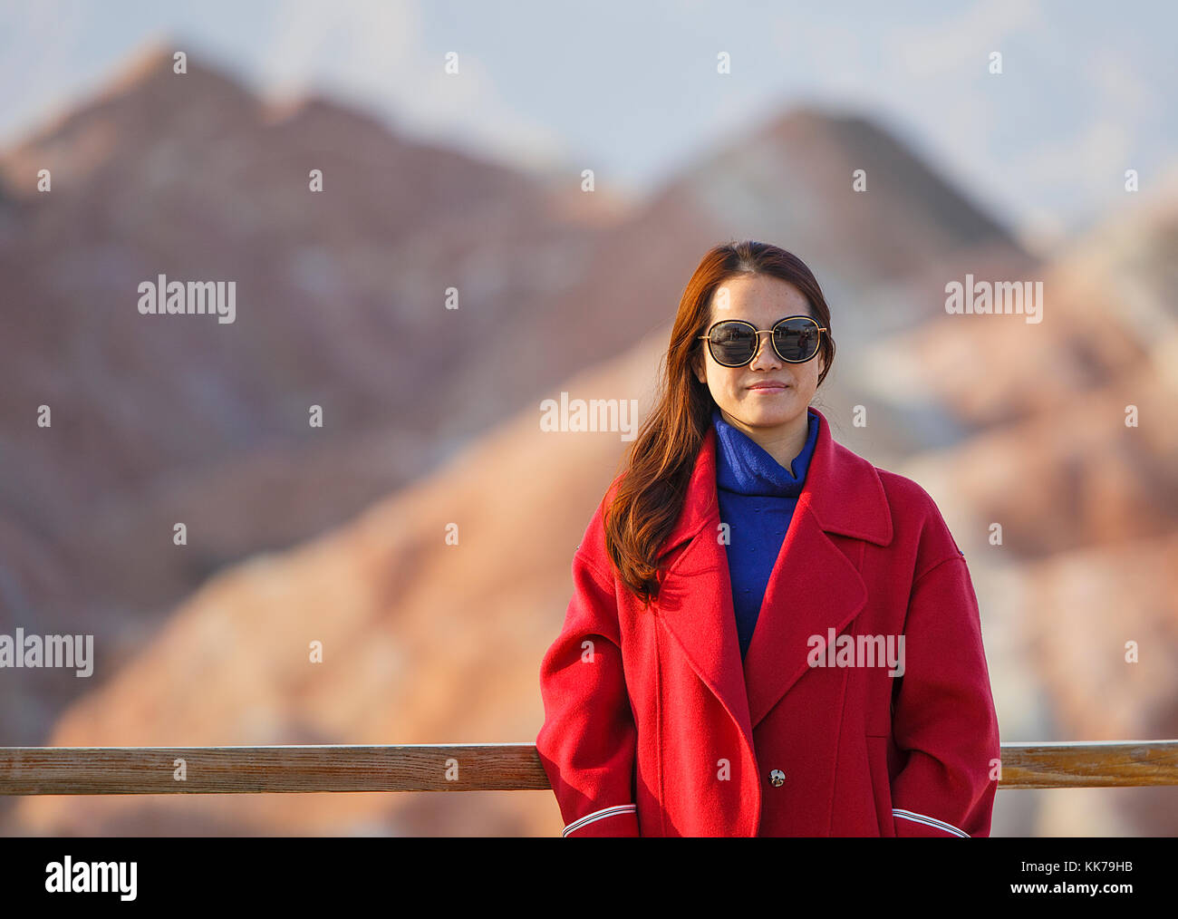 Zhangye,China - October 15,2017: Nice Chinese tourist poses for her ...