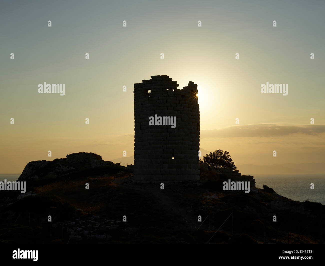The tower of Drakonon, built 400BC, Ikaria, Greece Stock Photo - Alamy
