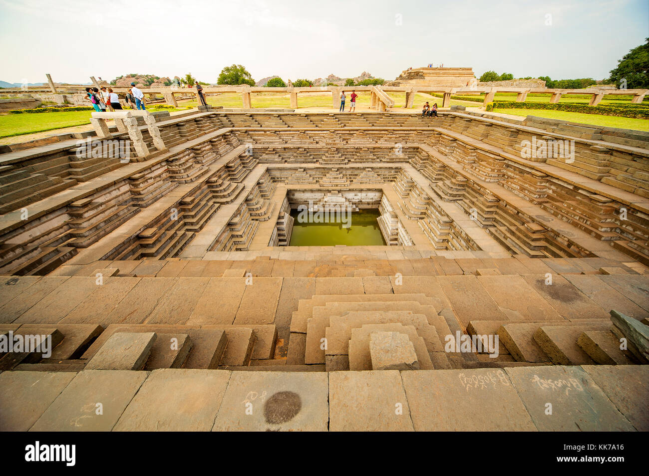 Empty pool-amphitheatre Pushkarani in Hampi, Karnataka, India Stock ...