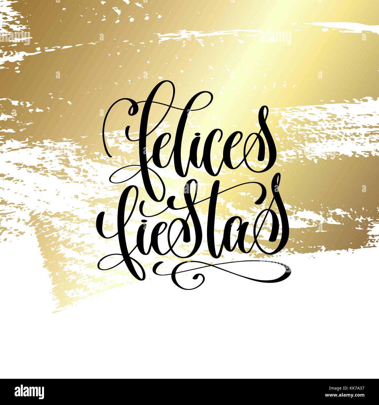 felices fiestas - happy holidays in spanish hand lettering quote Stock ...