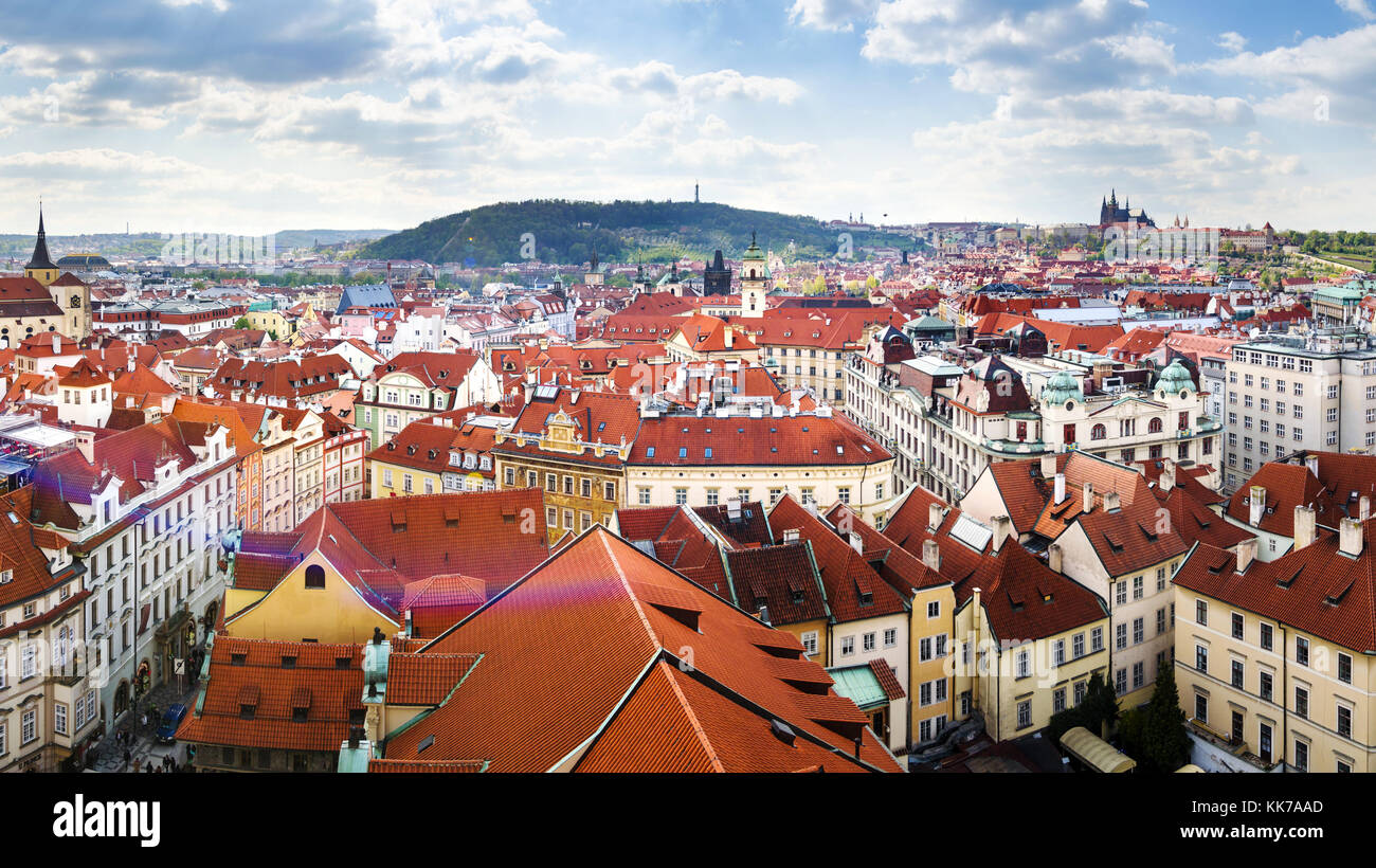 Prague rooftops panorama, Czech Republic landmark view Stock Photo - Alamy