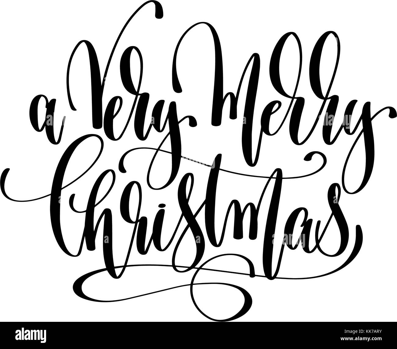 a very merry christmas - hand lettering celebration quote to win Stock ...