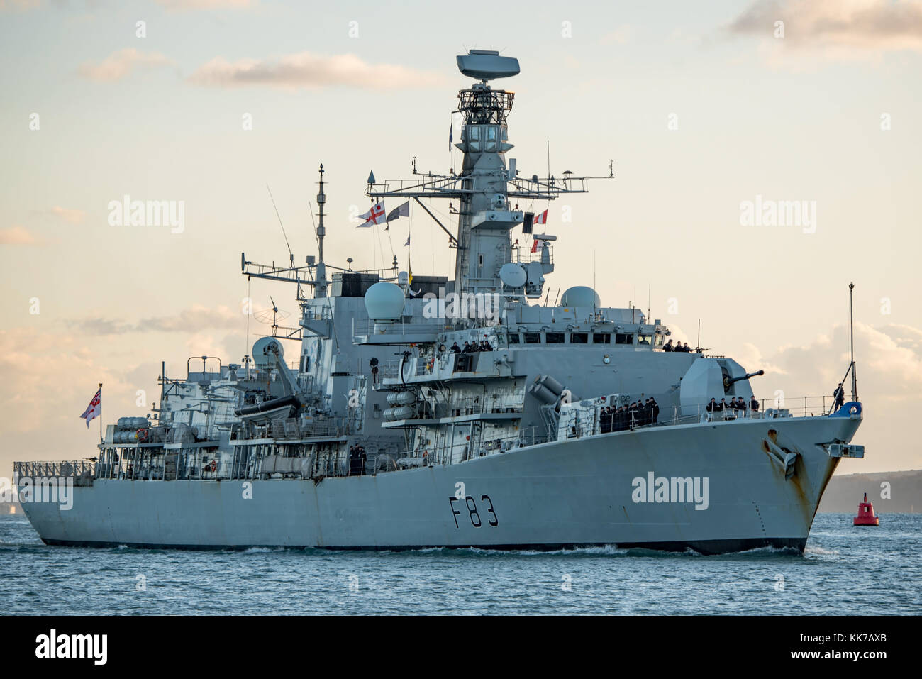 The Type 23 Frigate, HMS St Albans, returning to her Portsmouth Base ...