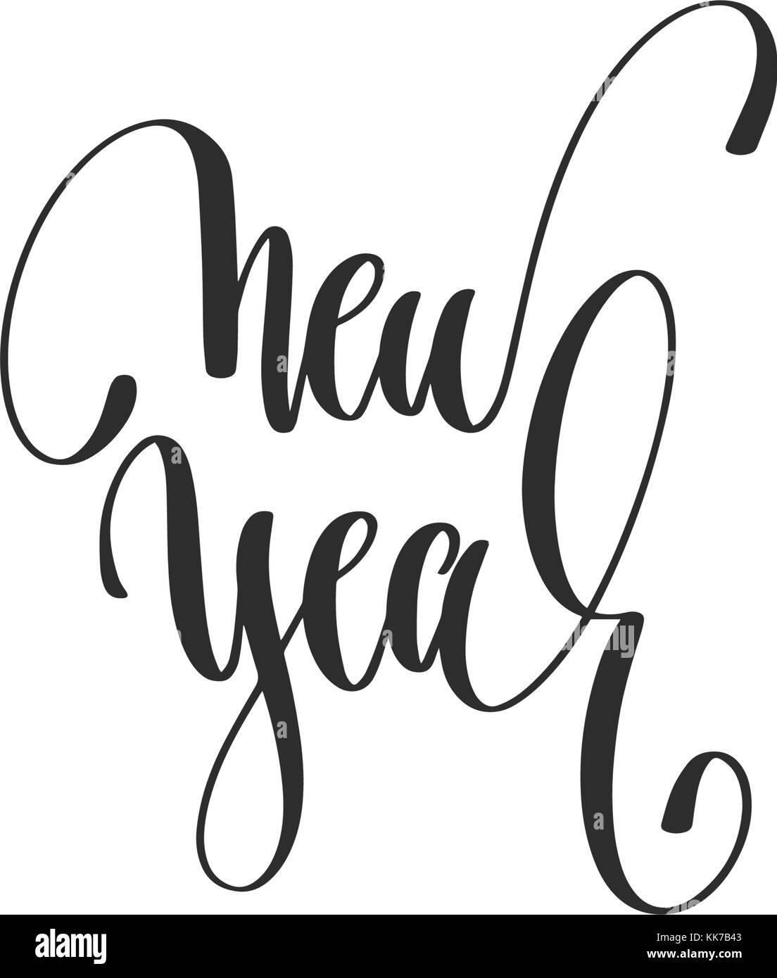 new year - hand lettering inscription to winter holiday design Stock ...