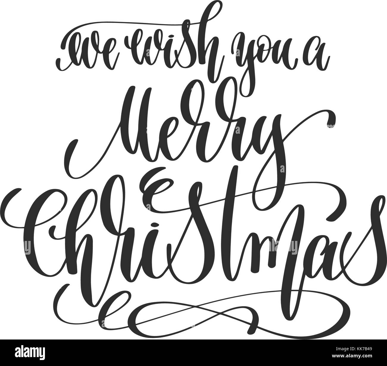 We Wish You A Merry Christmas Hand Lettering Inscription Stock Vector