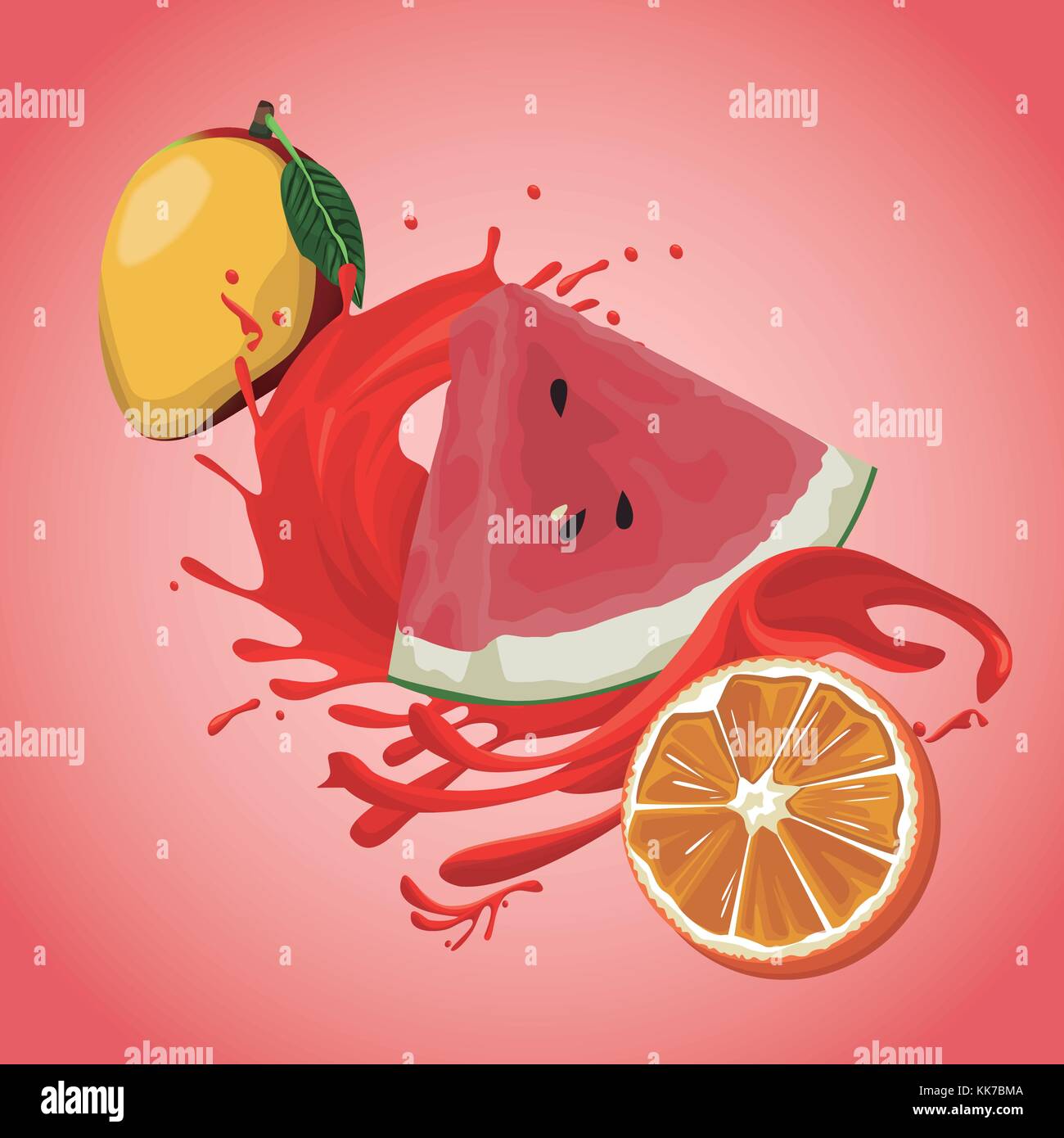 Mango watermelon and orange splash Stock Vector Image & Art - Alamy