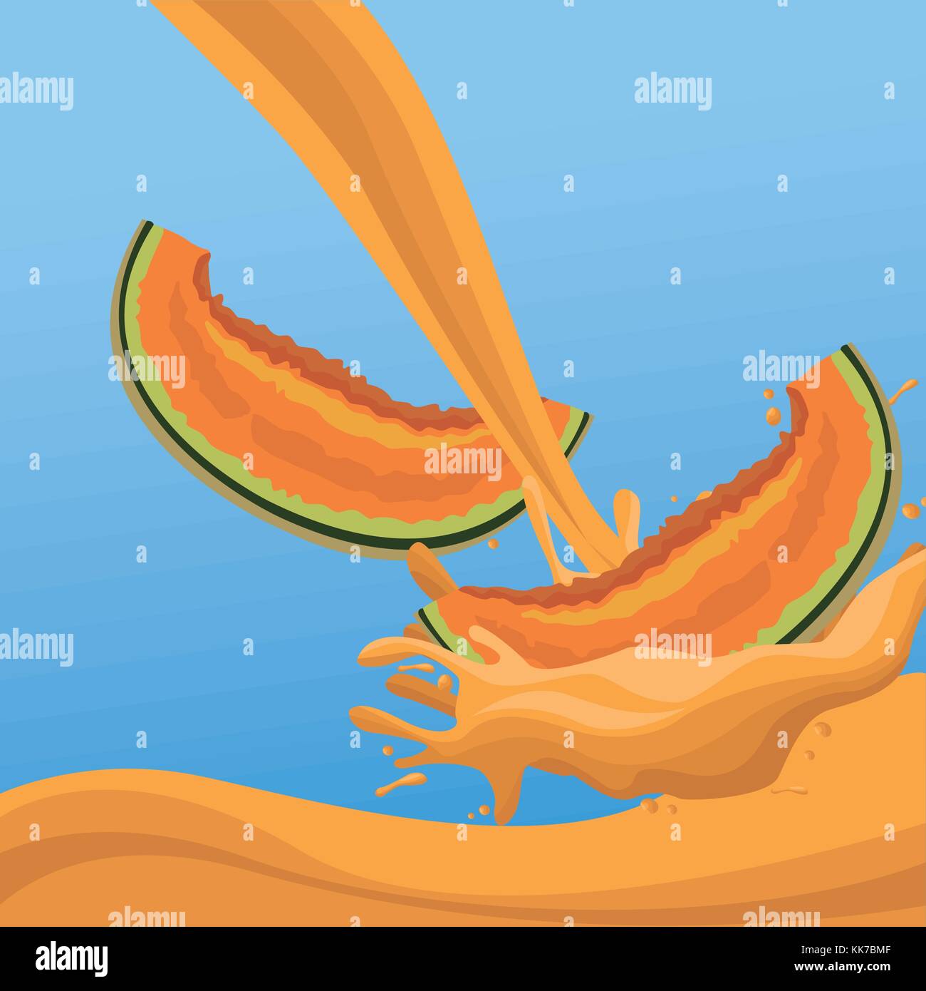 melon fruit splash on blue background Stock Vector Image & Art - Alamy
