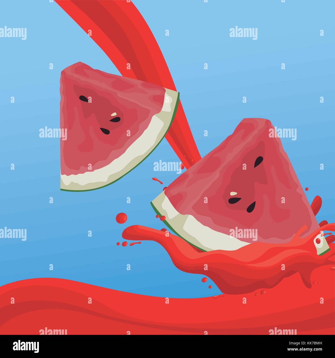 Watermelon fruit splash on blue background Stock Vector Image & Art - Alamy