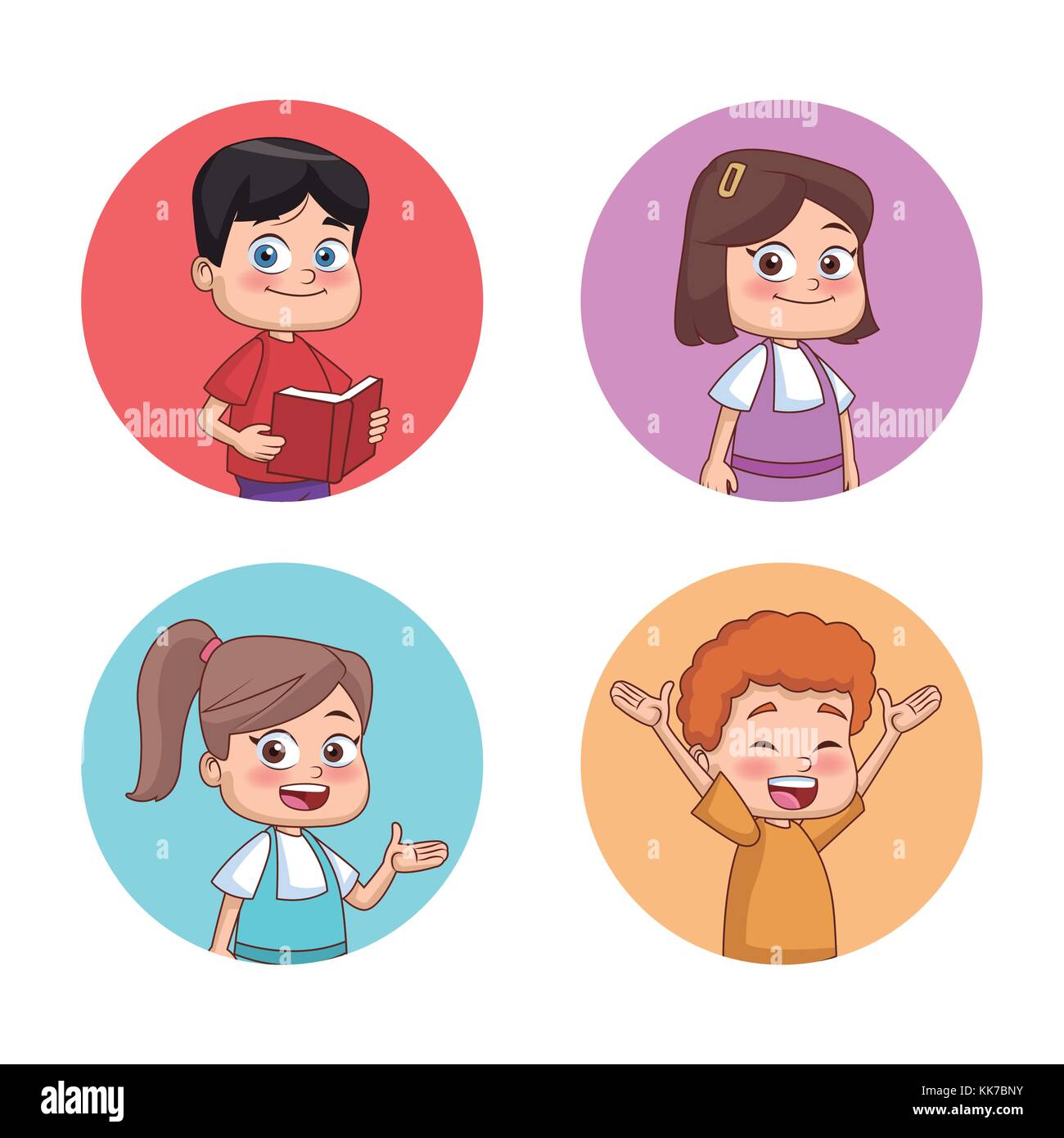 Students kids round icons Stock Vector Image & Art - Alamy