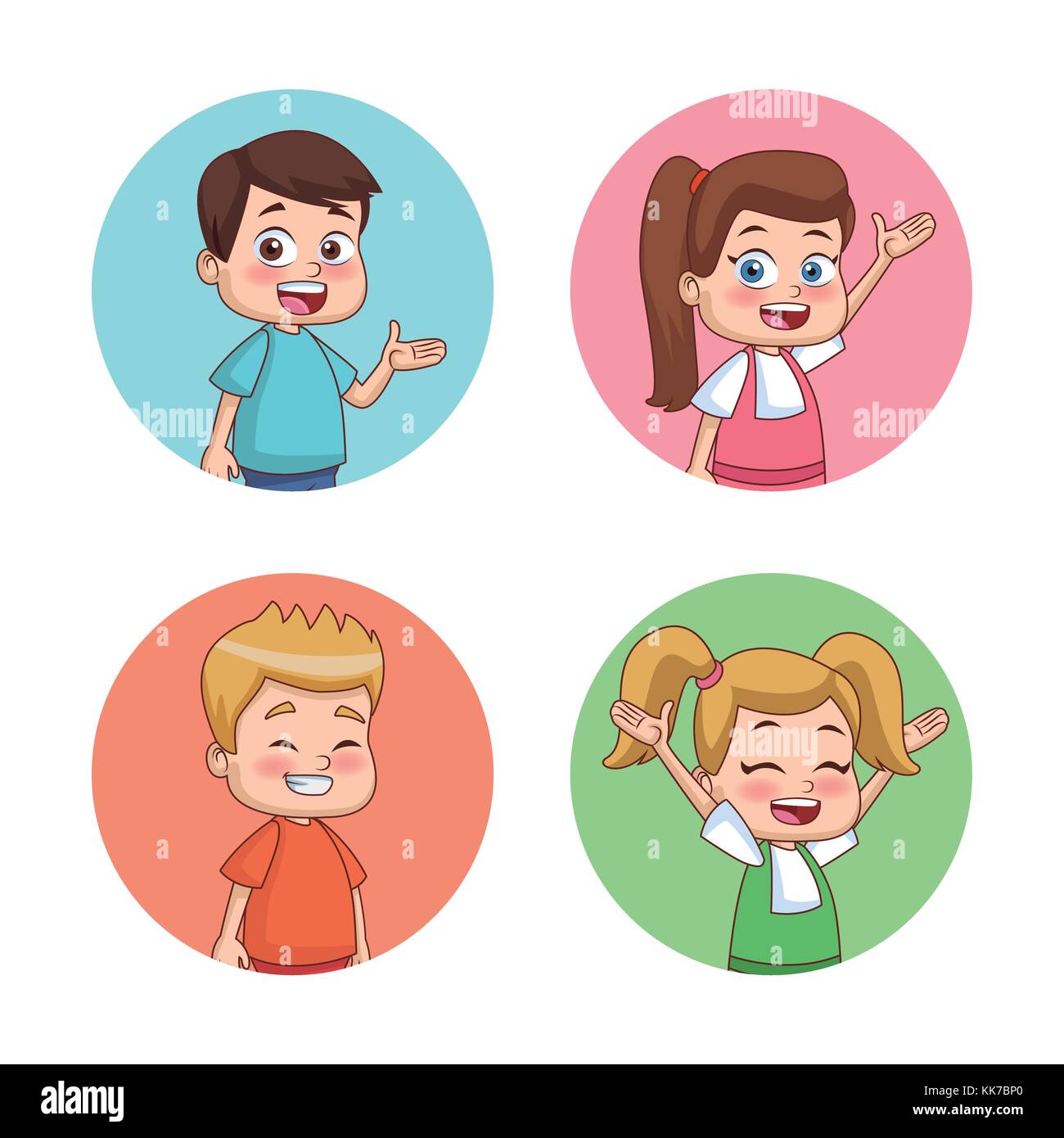 Students kids round icons Stock Vector Image & Art - Alamy