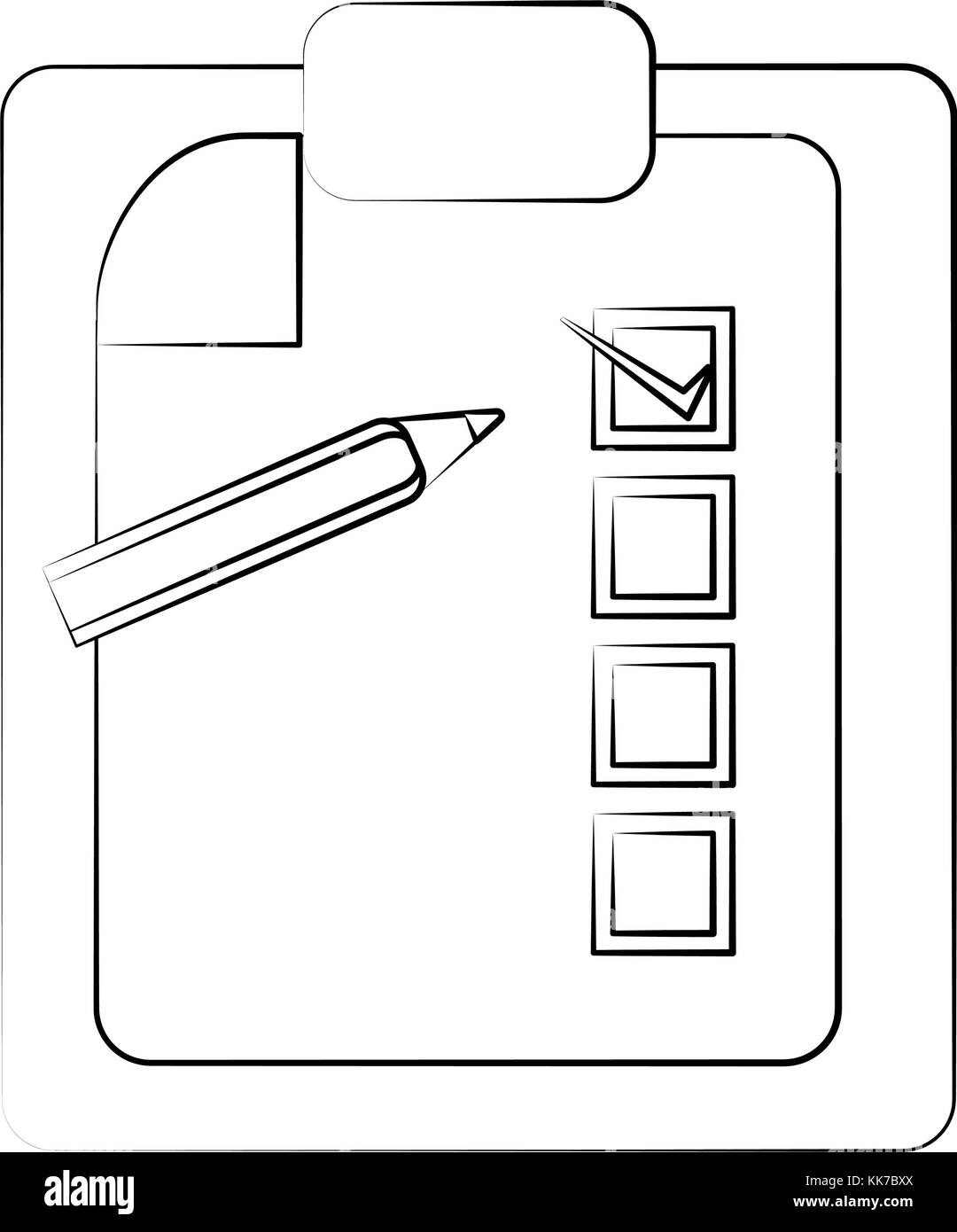Pencil checklist checkmark icon Black and White Stock Photos & Images ...